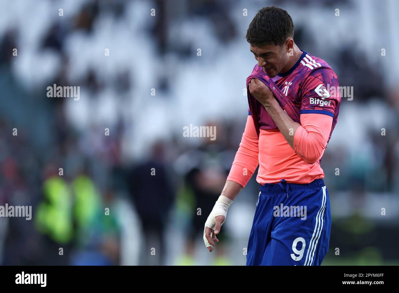 Torino, Italy. 03rd May, 2023. Dusan Vlahovic of Juventus Fc looks ...