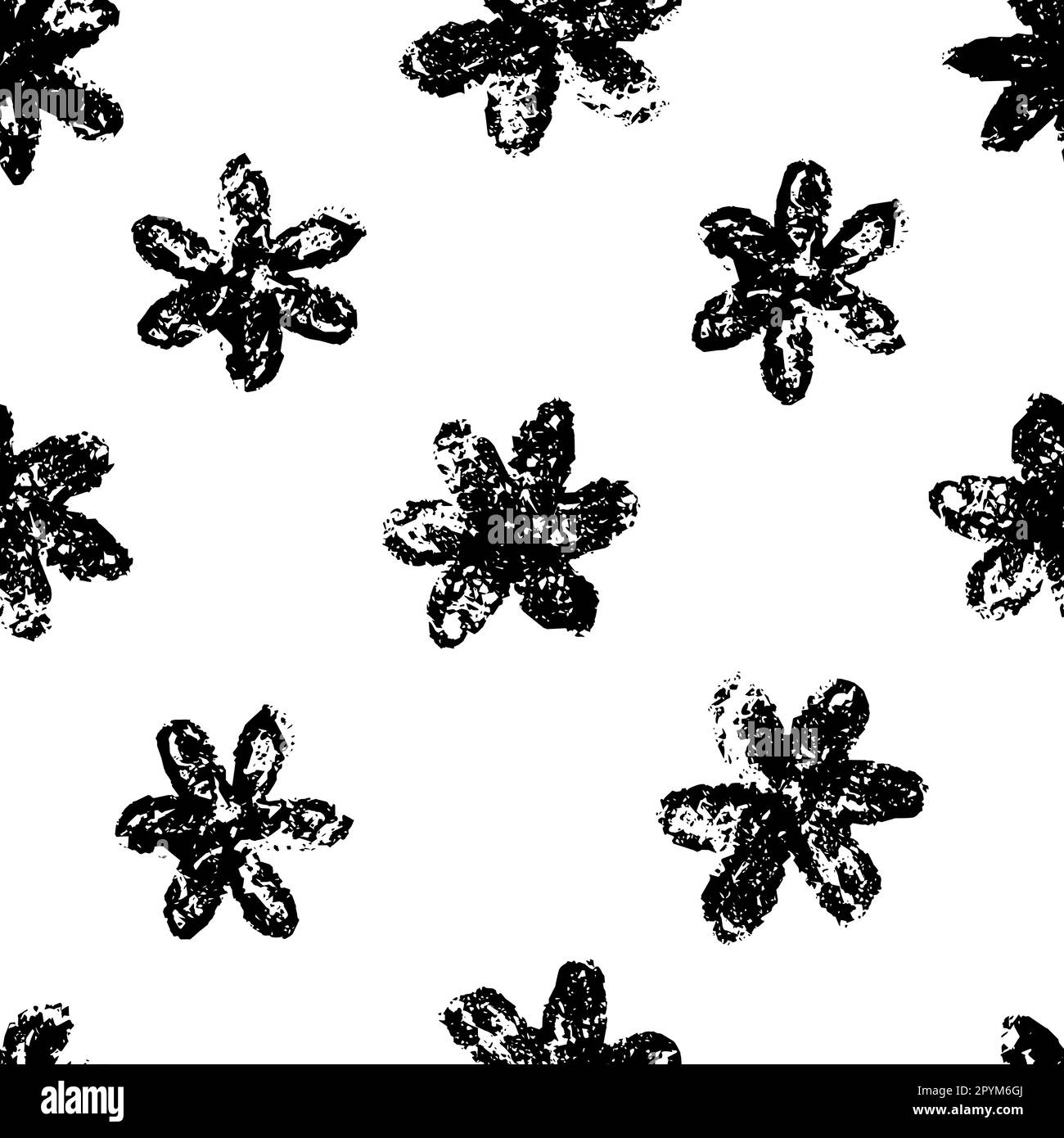 Brush Flower Vector Seamless Pattern Hand Drawn Botanical Ink Stock