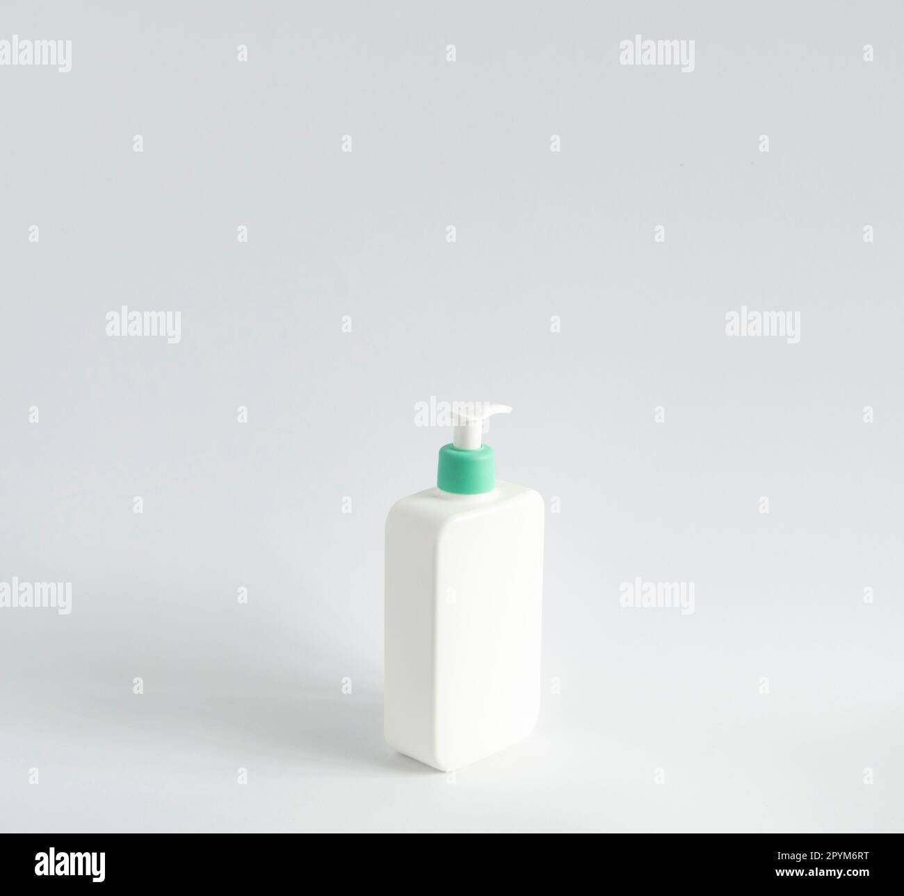 White unbranded dispenser shampoo, gel, soap bottle isolated on white ...