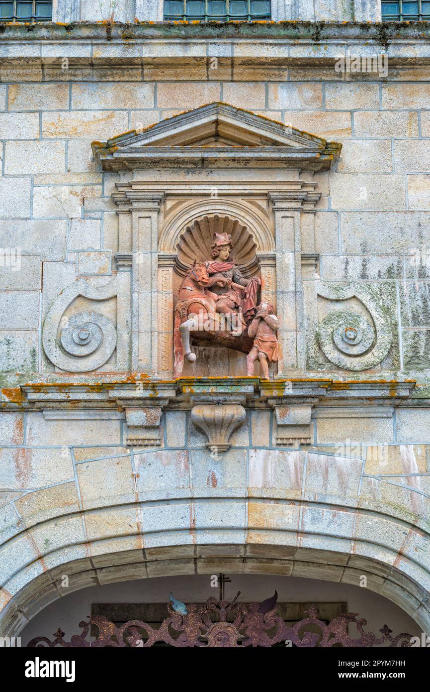 St. Martin of Tibaes Monastery, detail of the facade with the statue of ...