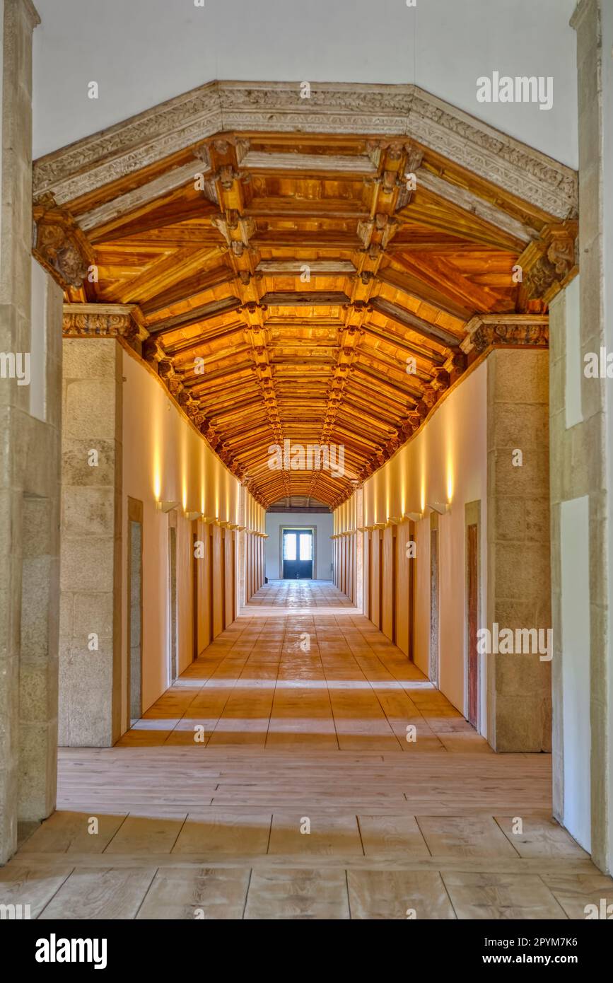 St. Martin of Tibaes Monastery, Corridor and wooden ceiling, Braga ...