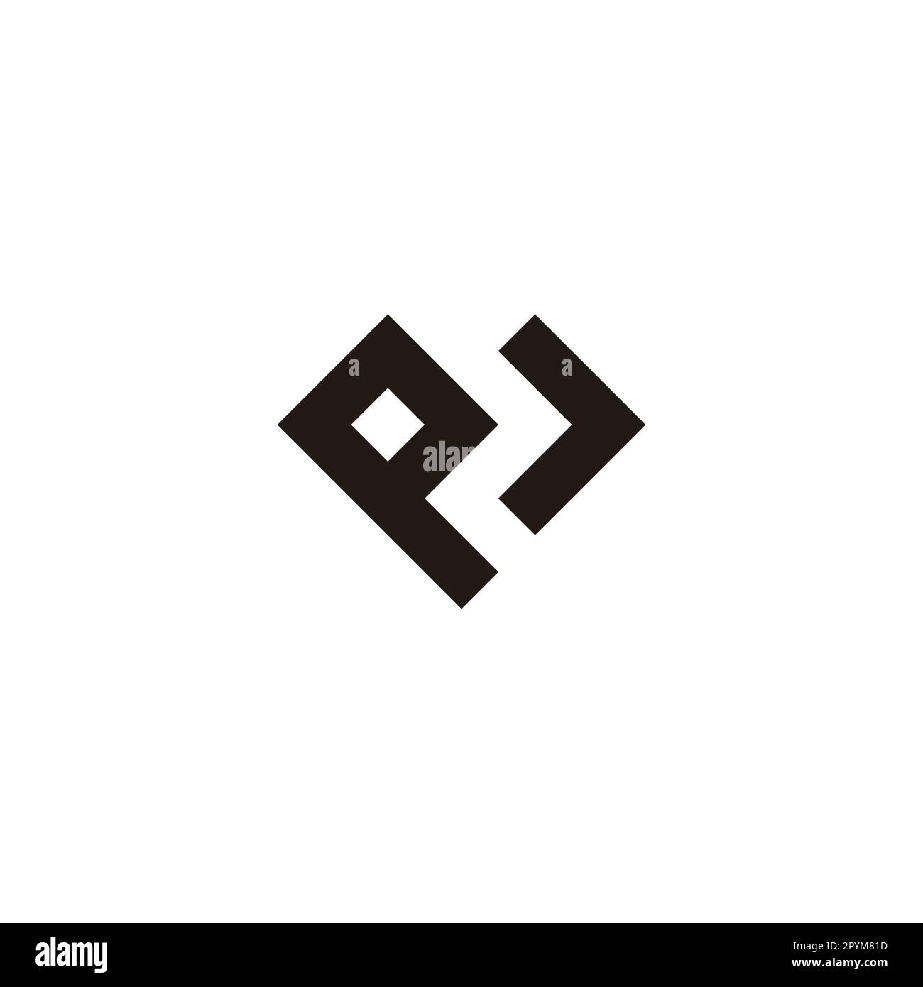 Letter p and J heart, square geometric symbol simple logo vector Stock ...
