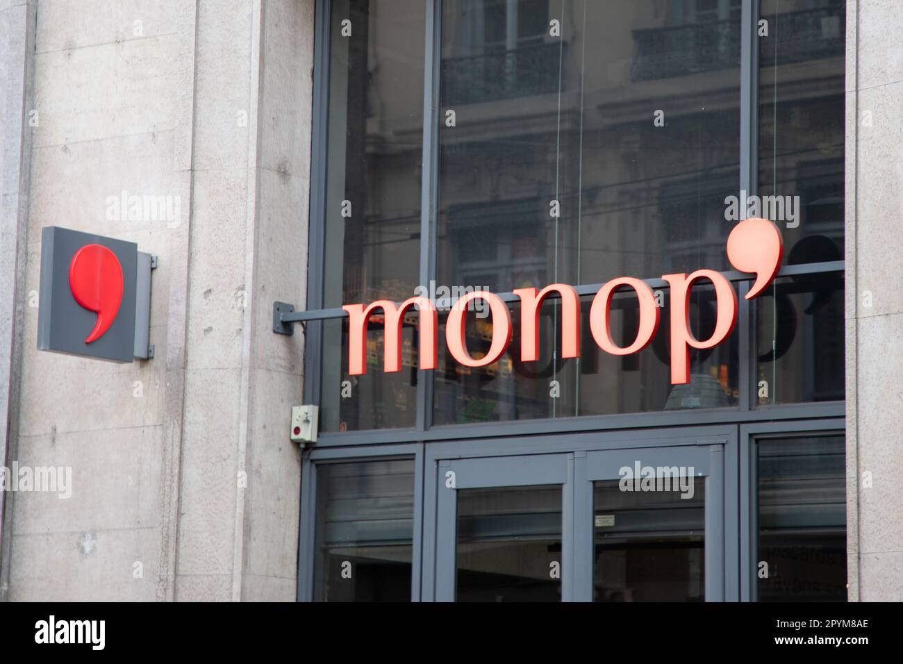 Bordeaux , Aquitaine France - 05 02 2023 : Monop' chain Monoprix logo ...