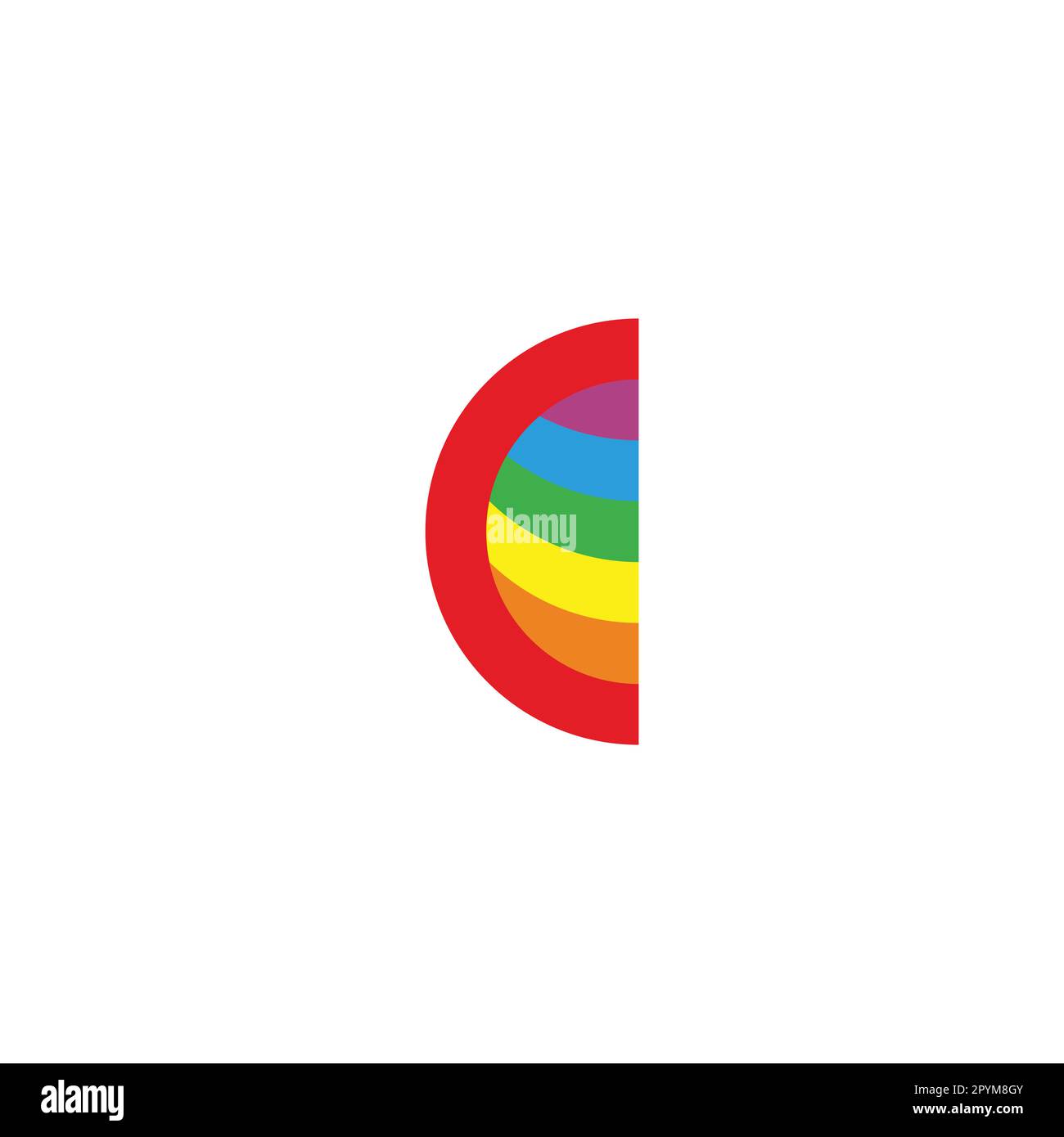 Letter C semicircle colors geometric symbol simple logo vector Stock ...