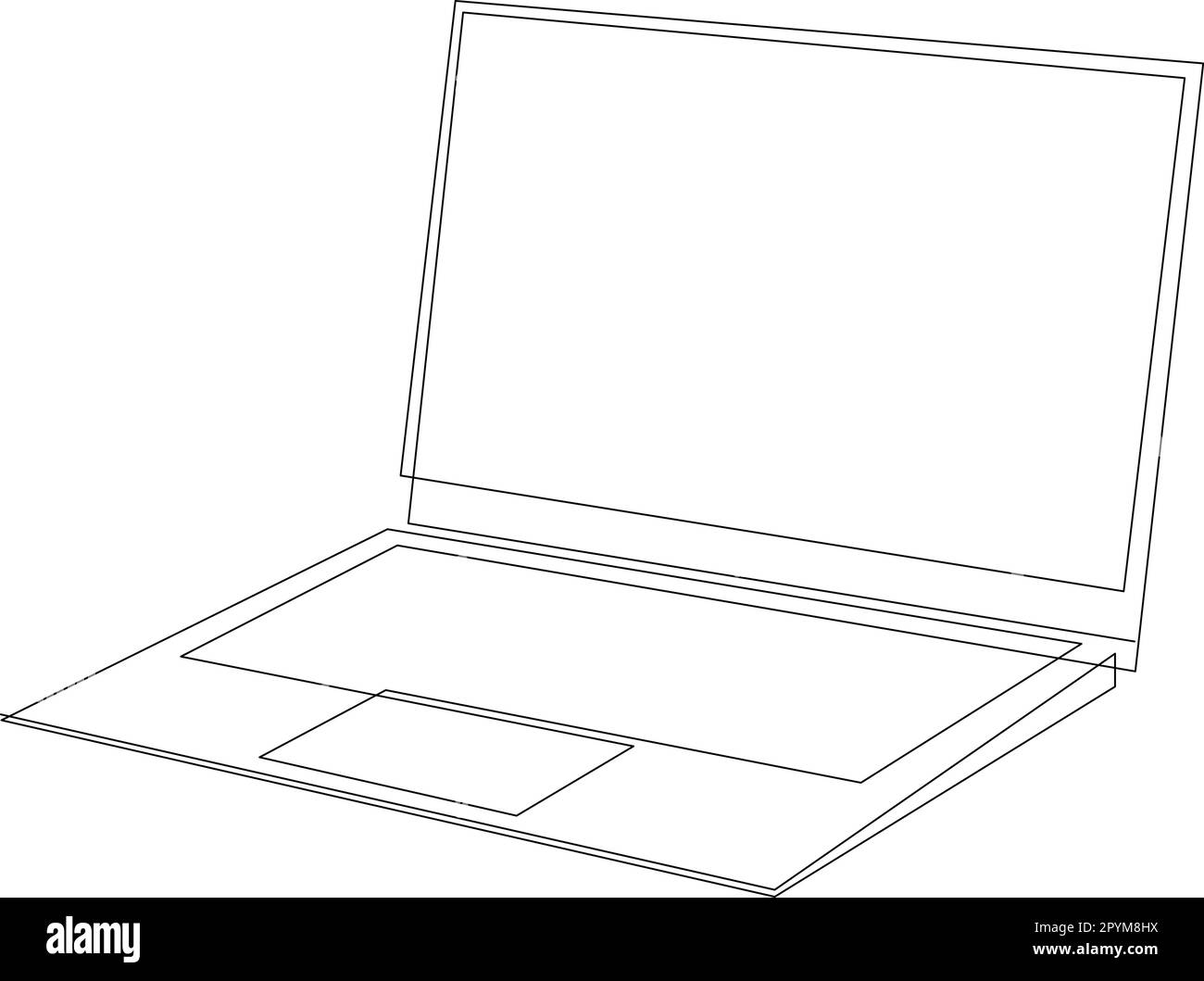 Continuous one line drawing of notebook laptop opened. Vector illustration Stock Vector Image ...