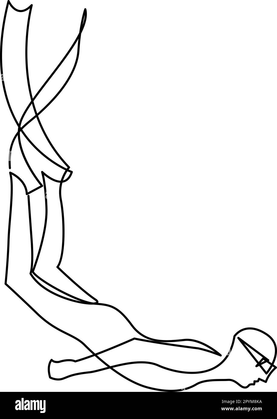 Single continuous line drawing of scuba diver. The concept of sport is ...