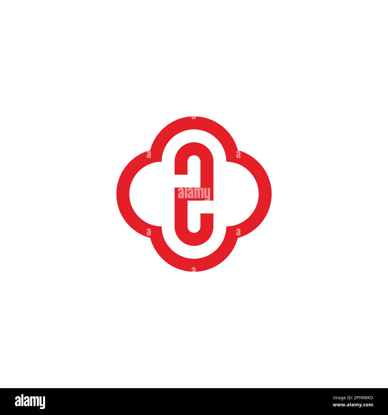 Letter 2 in plus, outline geometric symbol simple logo vector Stock ...