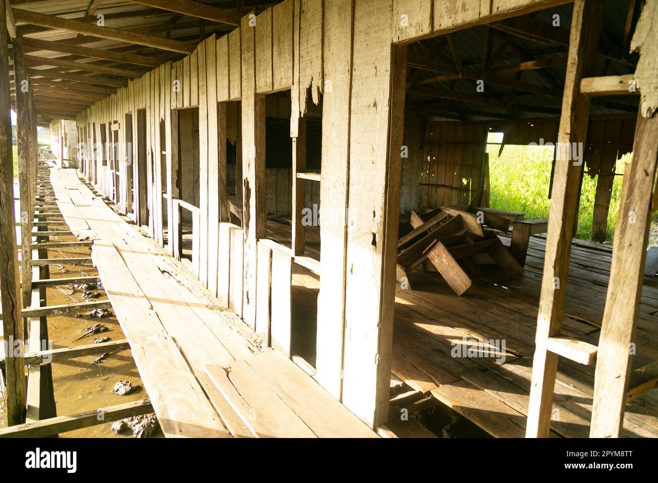 Ondo State, Nigeria - May 2nd, 2023 - A dilapidated corridor in Abereke ...
