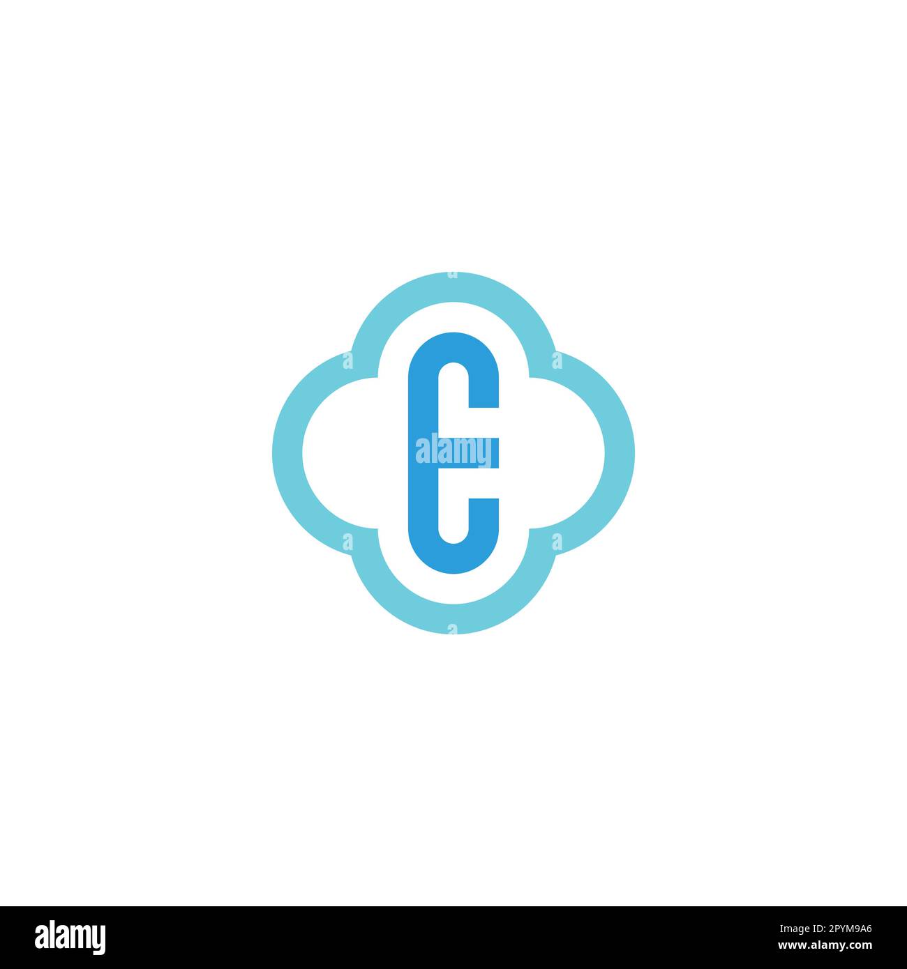 Letter E in plus, outline geometric symbol simple logo vector Stock ...