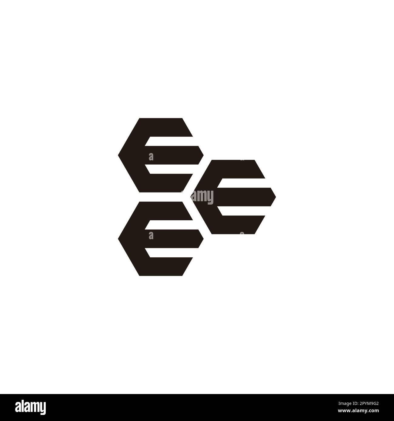 Three letters E, hexagons geometric symbol simple logo vector Stock ...