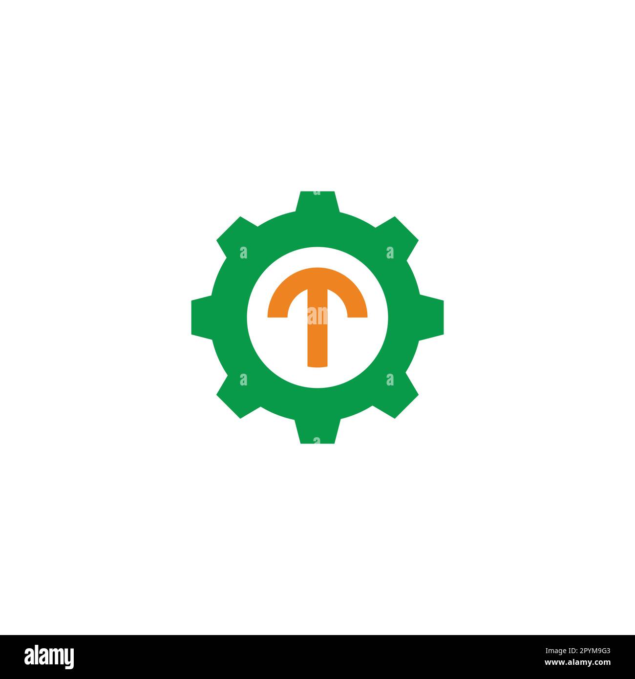 Letter T in gear, technology geometric symbol simple logo vector Stock ...