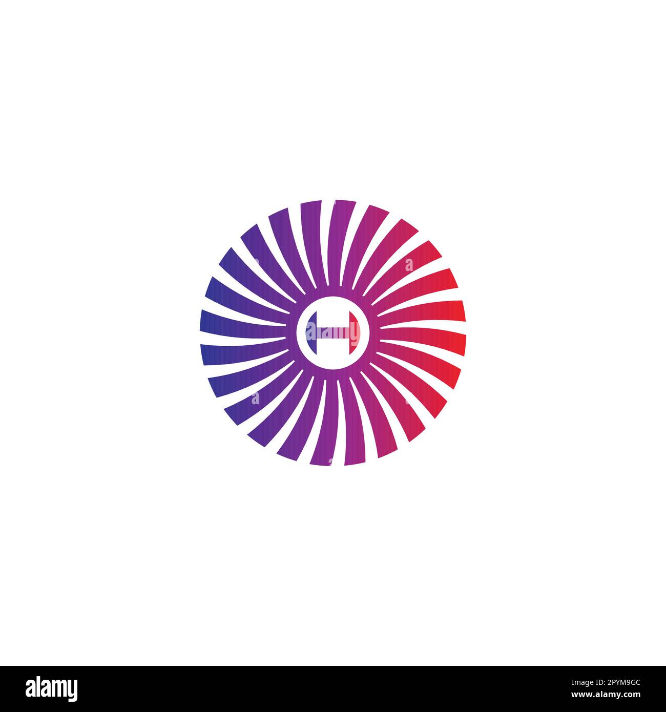 Letter H in ribbon, sun geometric symbol simple logo vector Stock ...