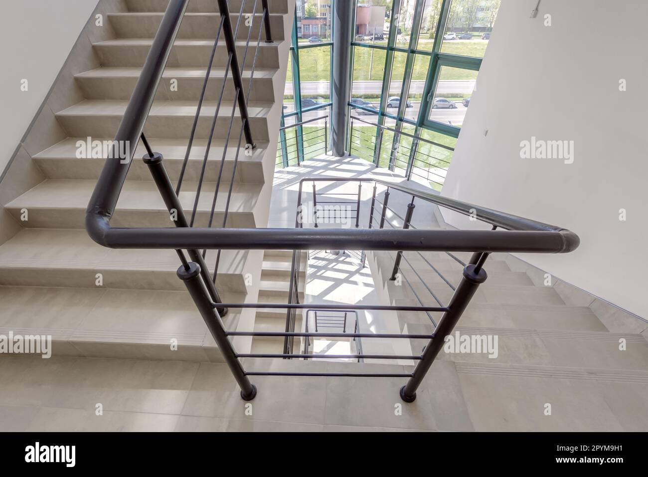 stairs emergency and evacuation exit stair in up ladder in a new office ...