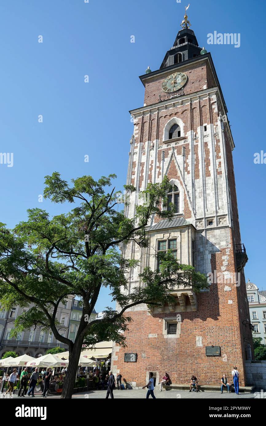 Town Hall Tower Market Square in Krakow Stock Photo - Alamy