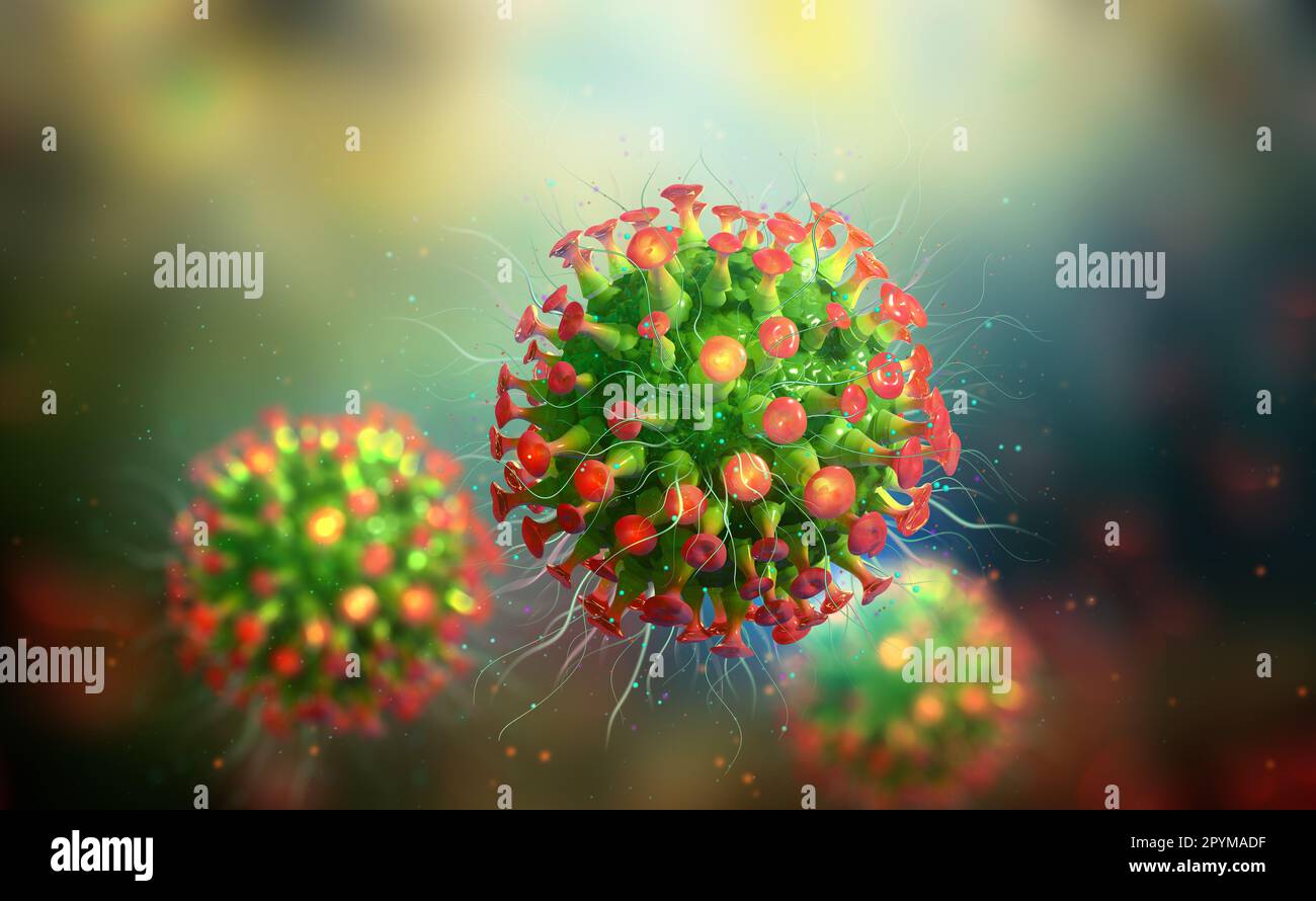 Viral mutations. Research of viral genome. Germ, virus, microbe ...