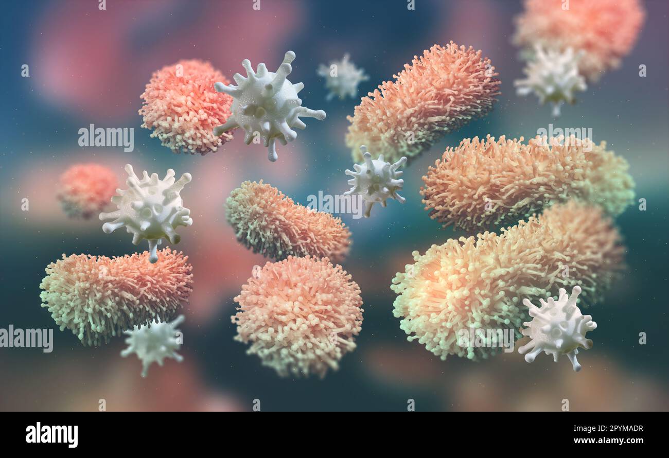 Leukocytes attack the virus. Immunity of the body. Viral infection ...