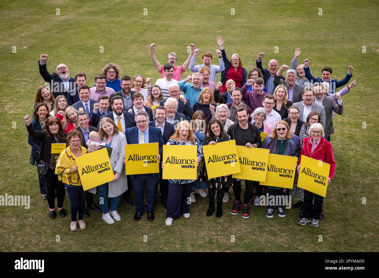 Alliance party leader Naomi Long with colleagues during the party's ...