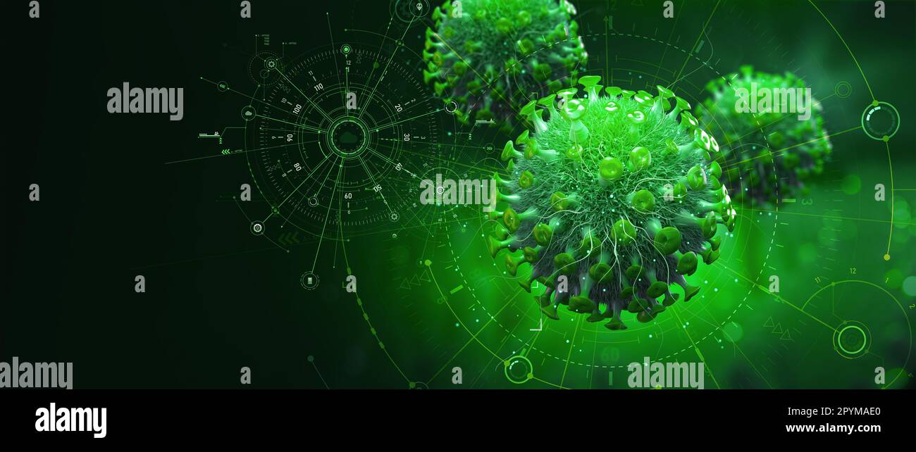 Virus inside organism. Replication and mutation of viruses. Macro 3D ...