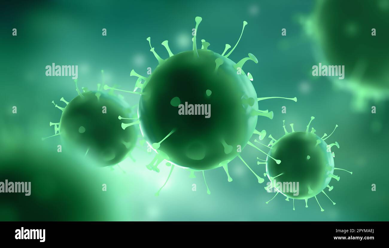 Viruses, infection, germs, bacteria 3d illustration. Microbes in body ...