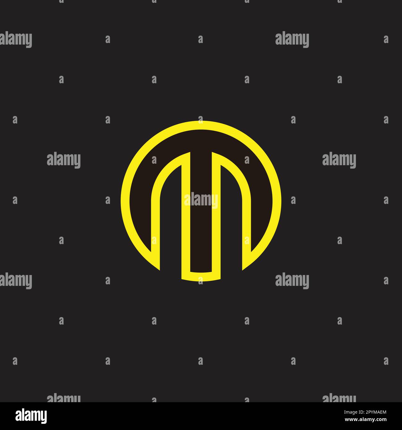 Letter M circle neon, line geometric symbol simple logo vector Stock ...
