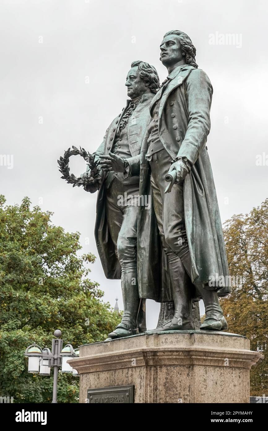 The Goethe?Schiller Monument in Weimar Germany Stock Photo - Alamy