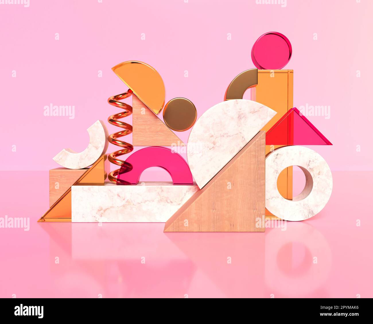 Composition with geometric shapes - colored 3d illustration Stock Photo ...