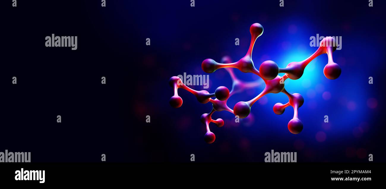 Molecule 3D illustration. Biology, chemistry, medicine scientific ...