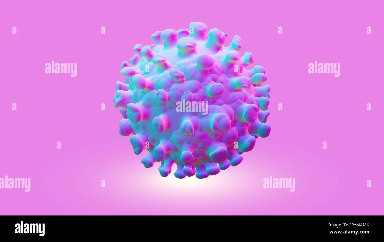 Ball, microbe, molecule, cell 3D illustration. Pink, bright poster ...