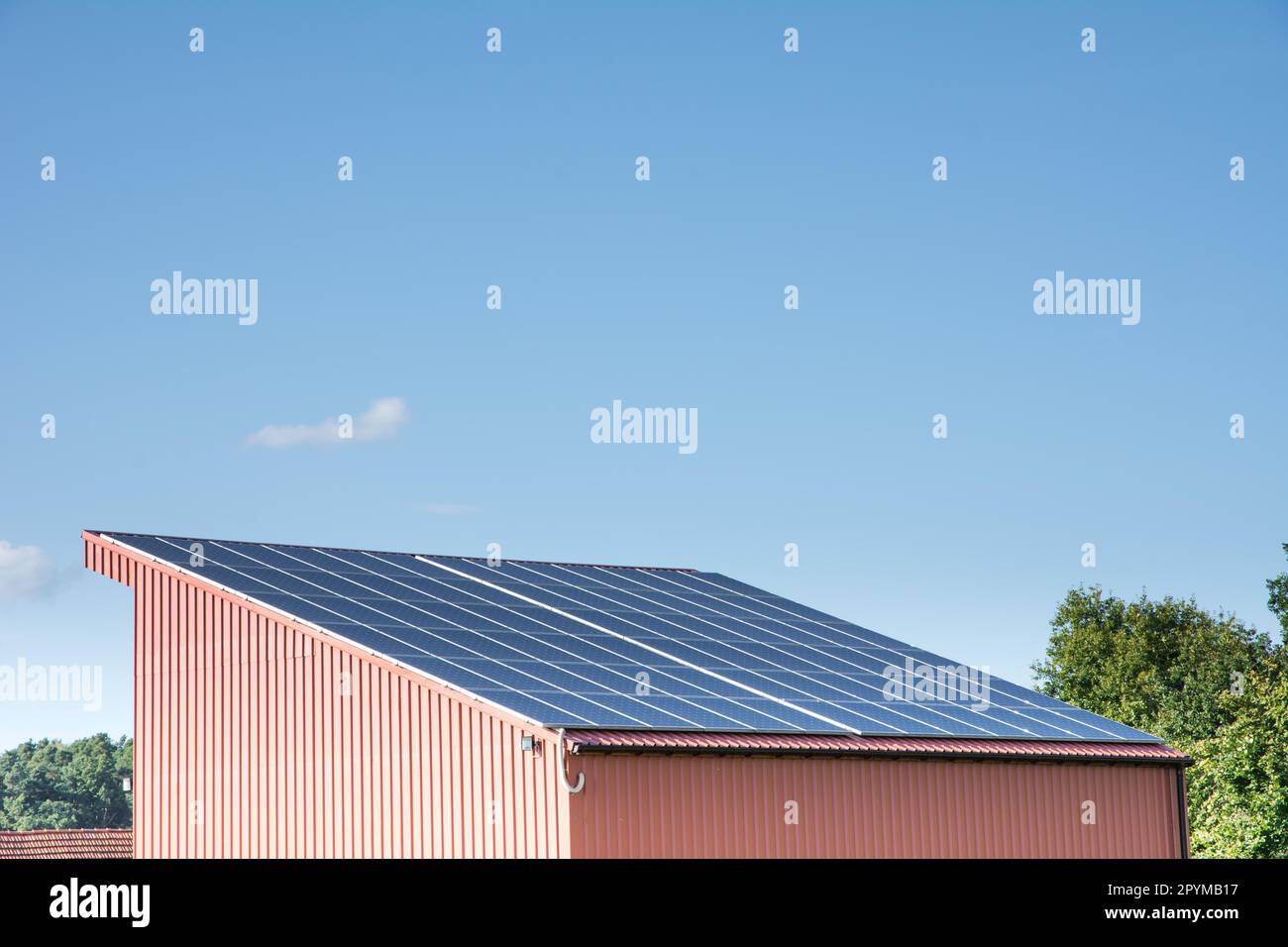 Photovoltaic energy creation with solar panels on the roof Stock Photo ...
