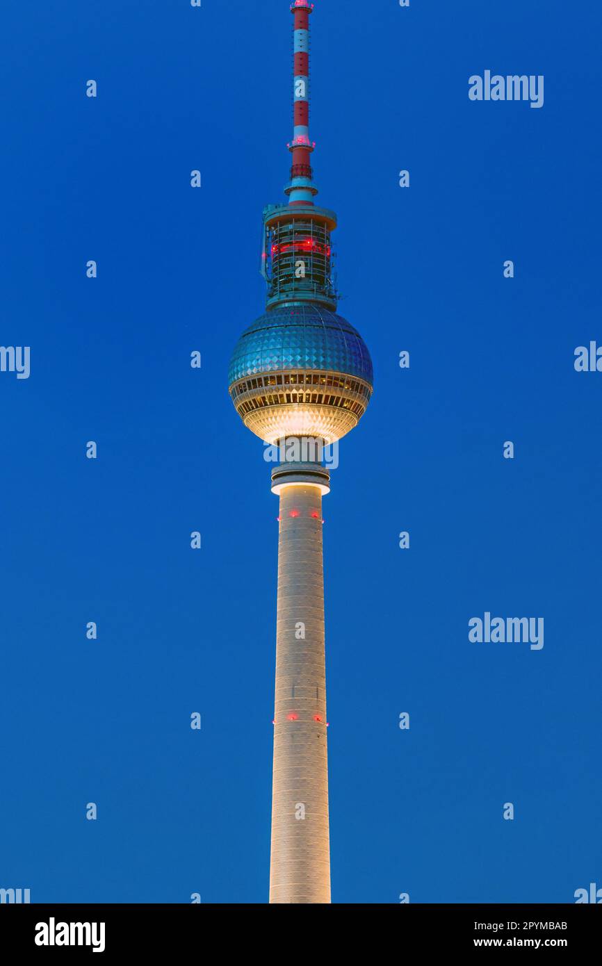 The TV Tower in Berlin by night Stock Photo - Alamy