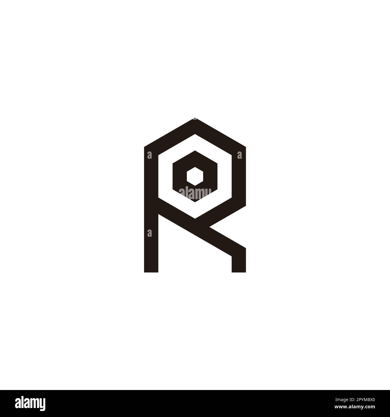 Letter o in R, hexagon geometric symbol simple logo vector Stock Vector ...