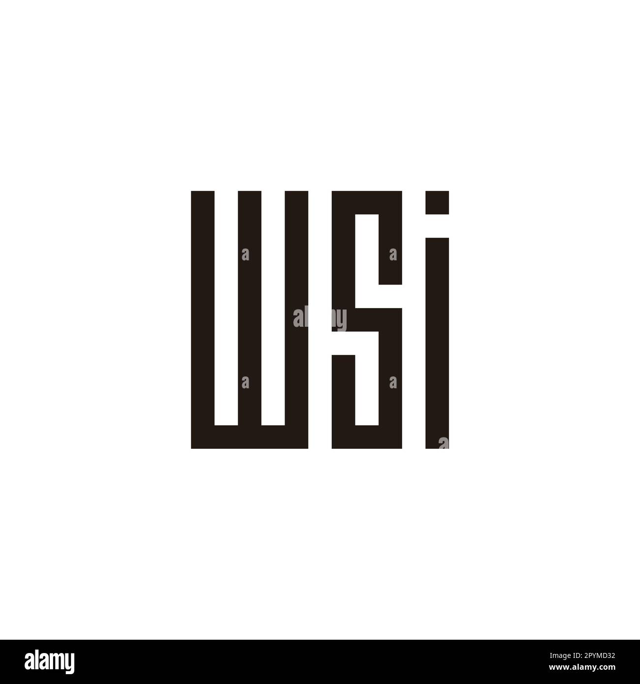 Letter w, s and i square, rectangle geometric symbol simple logo vector ...
