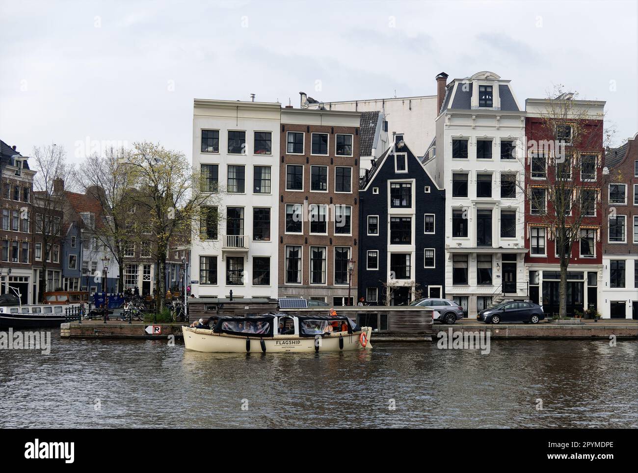 Traditional Amsterdam scene with old architecture typicla buildings and ...