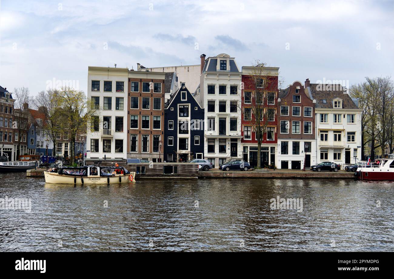 Traditional Amsterdam scene with old architecture typicla buildings and ...