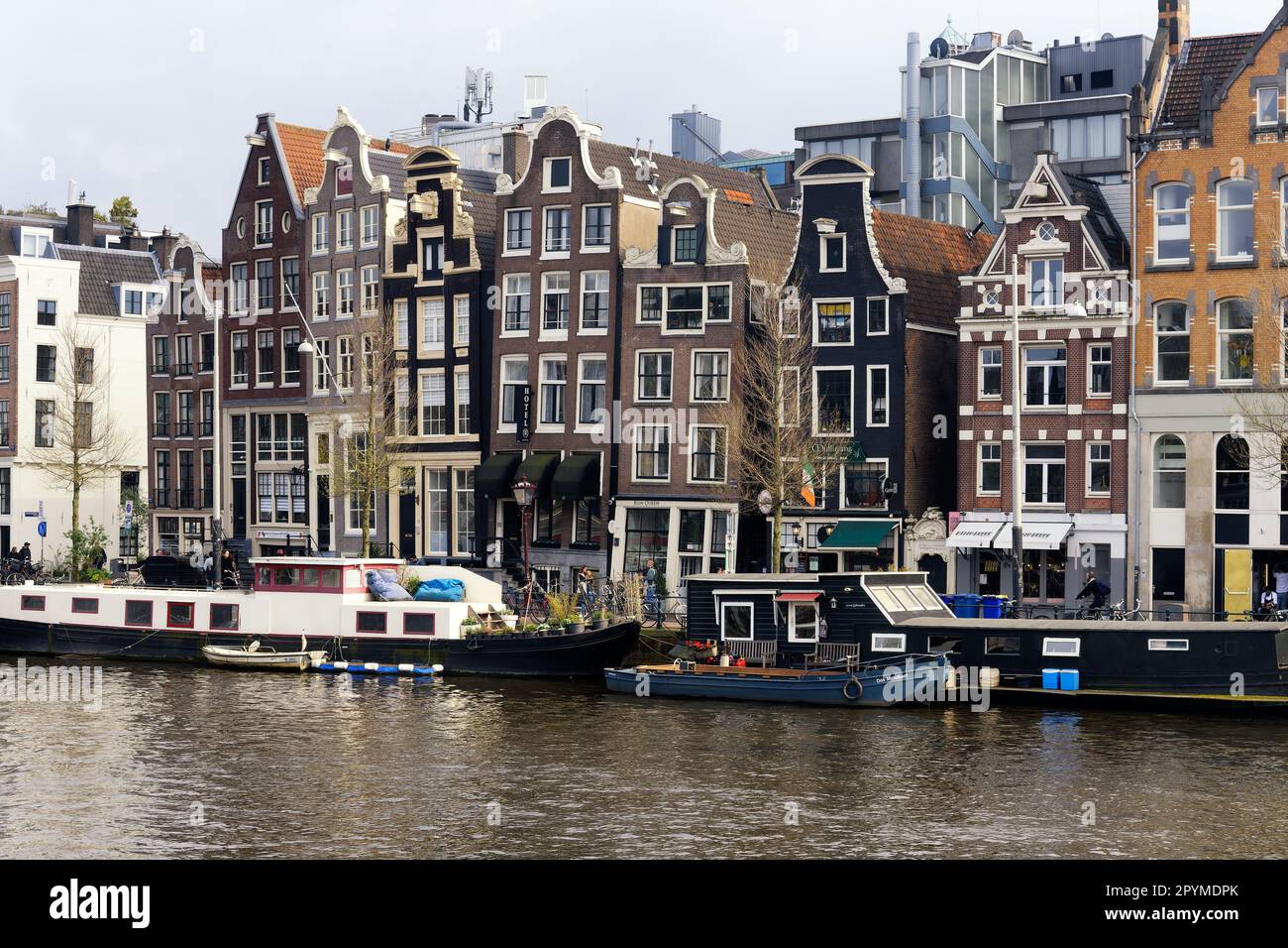 Traditional Amsterdam scene with old architecture typicla buildings and ...