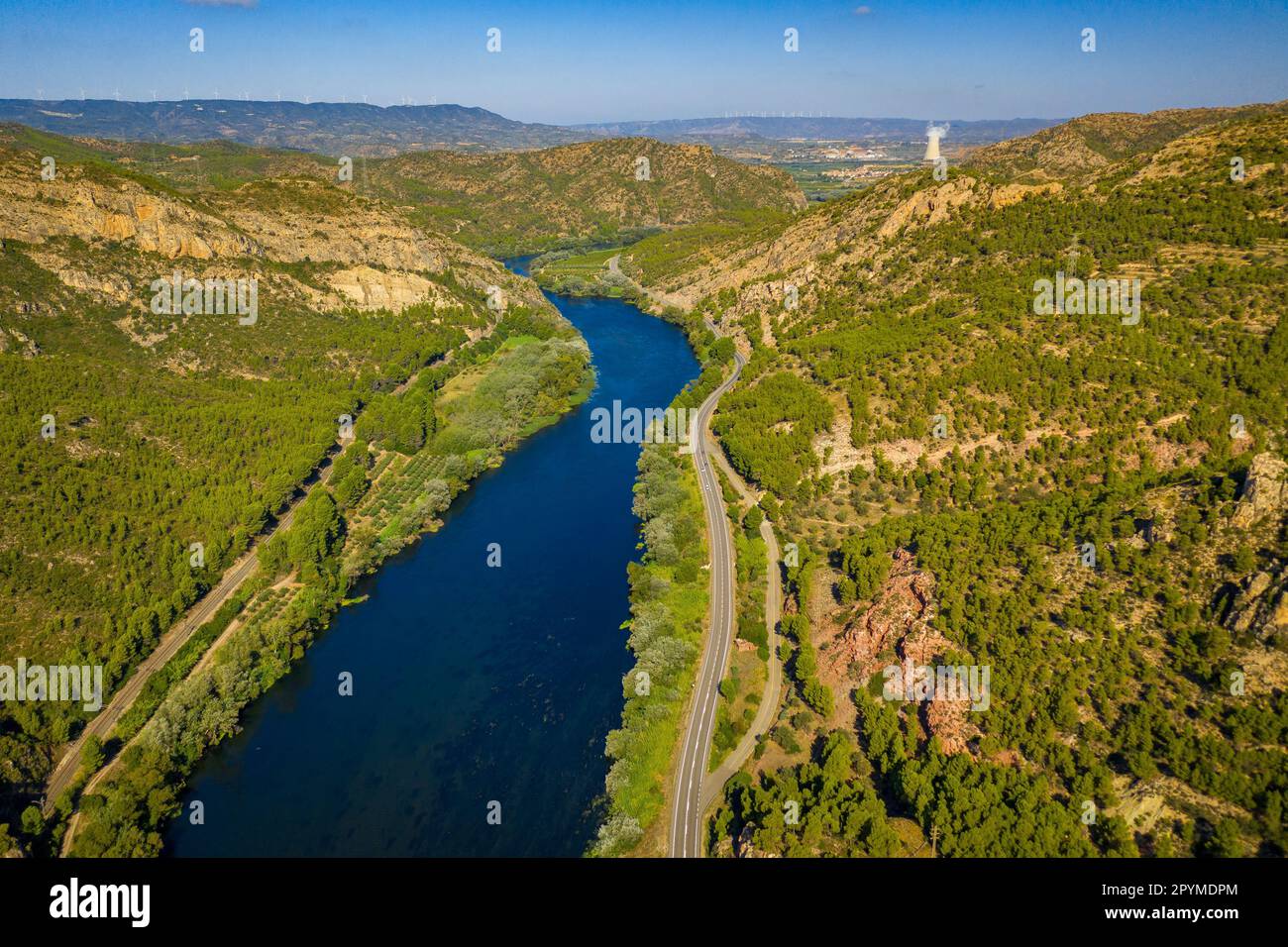 Aerial view of the Pas de l'Ase gorge with the valley formed by the ...