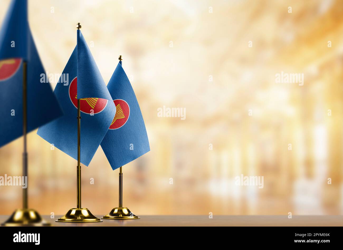 Small flags of the ASEAN on an abstract blurry background Stock Photo ...