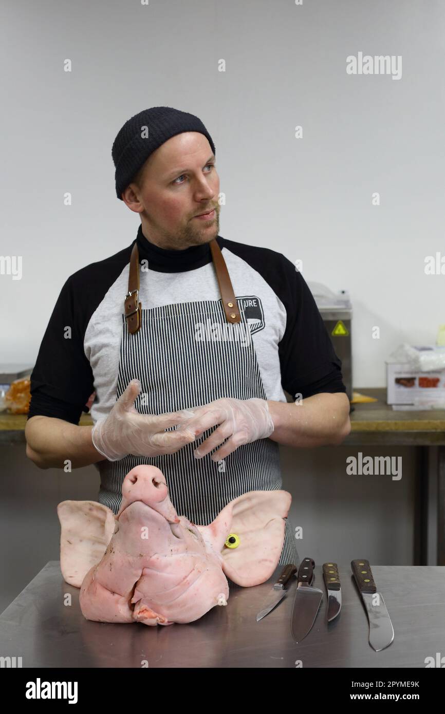 Pig in a Day, One-day butchery course Stock Photo - Alamy