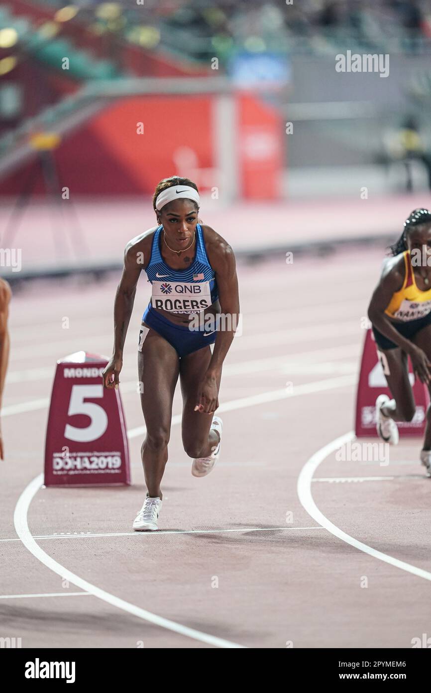 Raevyn Rogers running the 800m at the 2019 World Athletics ...