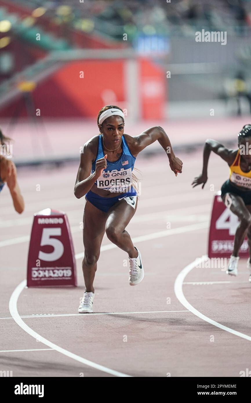 Raevyn Rogers running the 800m at the 2019 World Athletics ...