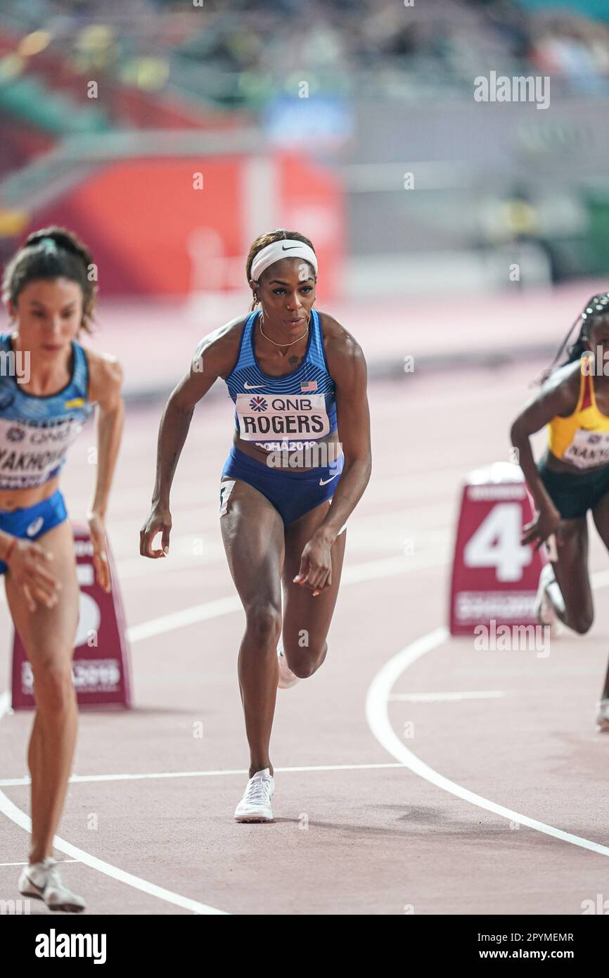 Raevyn Rogers running the 800m at the 2019 World Athletics ...