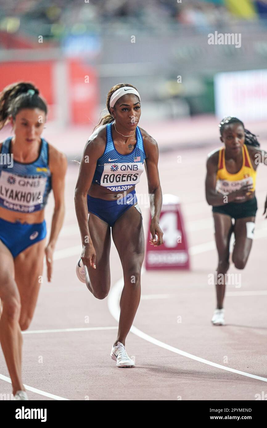 Raevyn Rogers running the 800m at the 2019 World Athletics ...