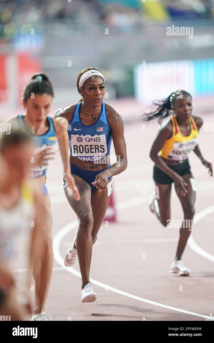 Raevyn Rogers running the 800m at the 2019 World Athletics ...