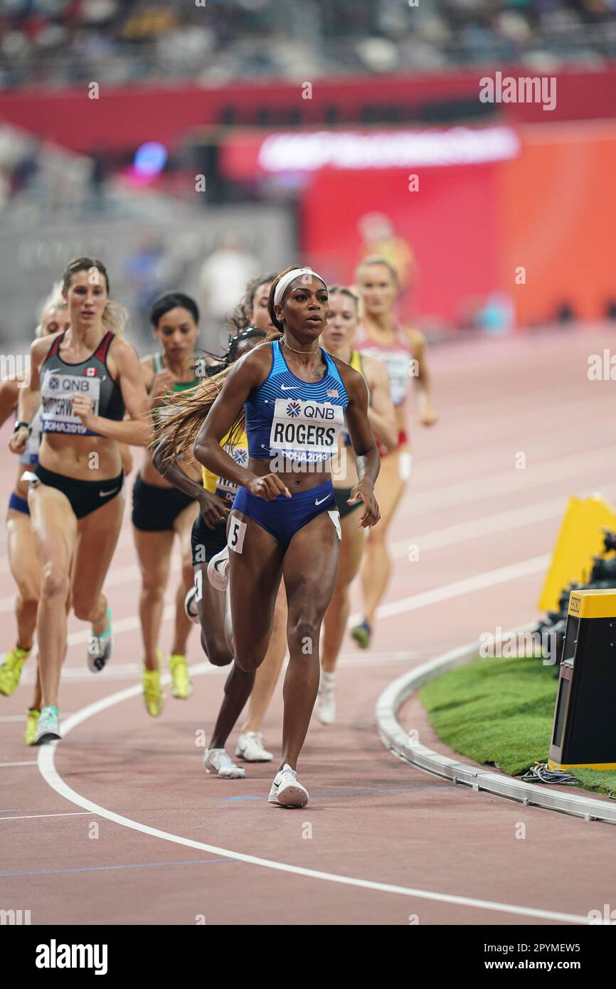 Raevyn Rogers running the 800m at the 2019 World Athletics ...