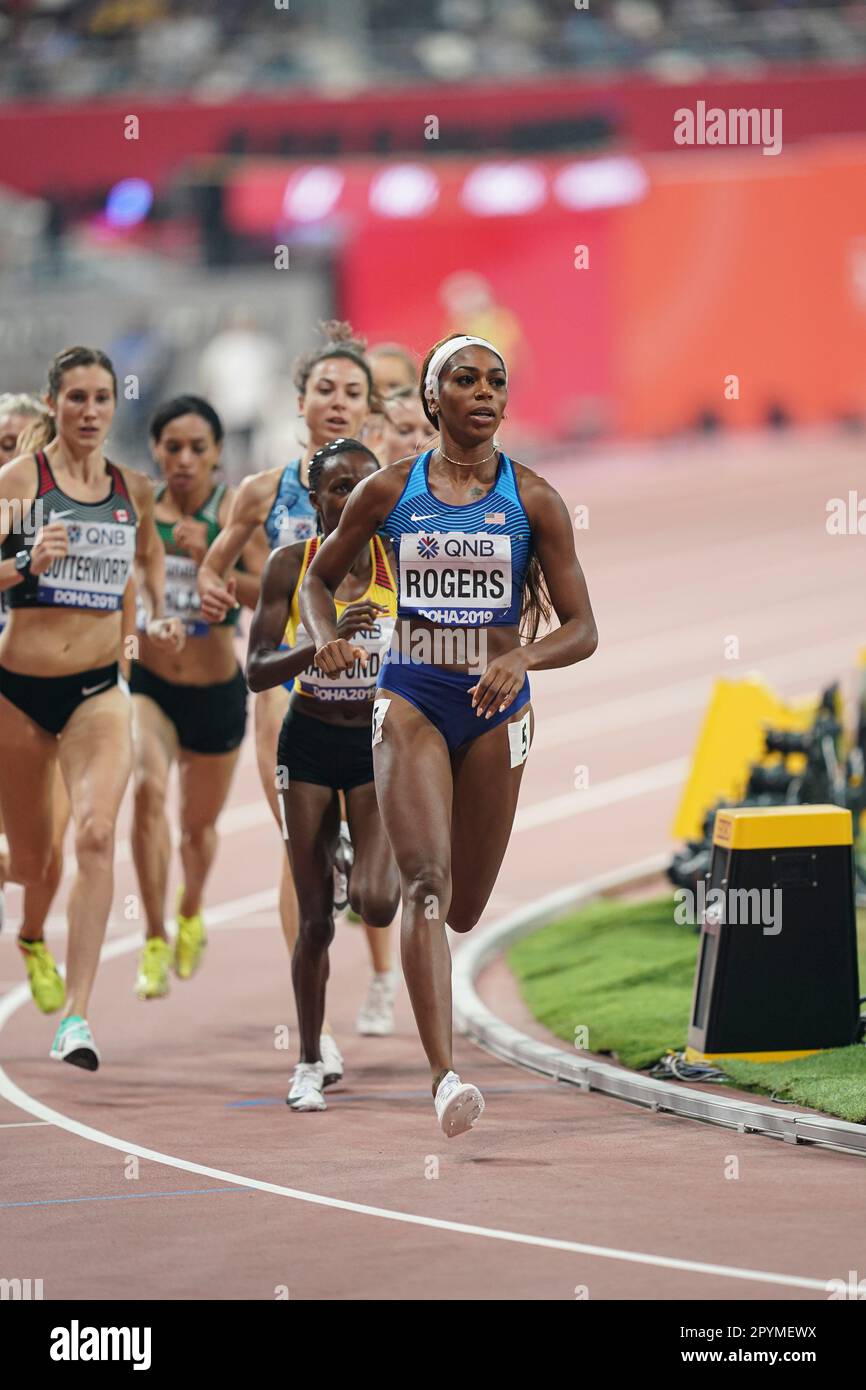 Raevyn Rogers running the 800m at the 2019 World Athletics ...