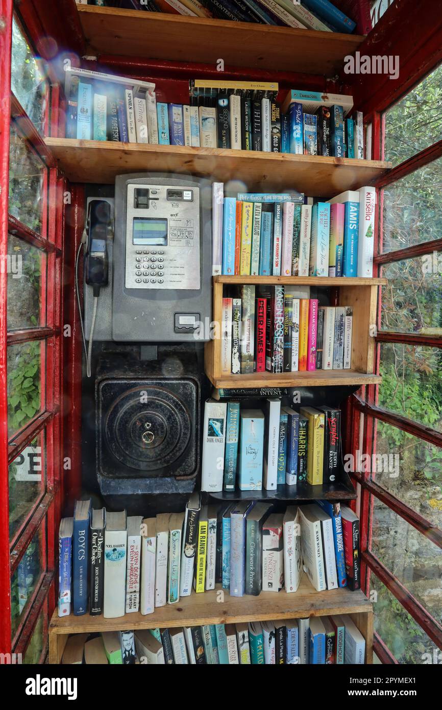 A phone box in King Street, Millbrook offers a library service ...