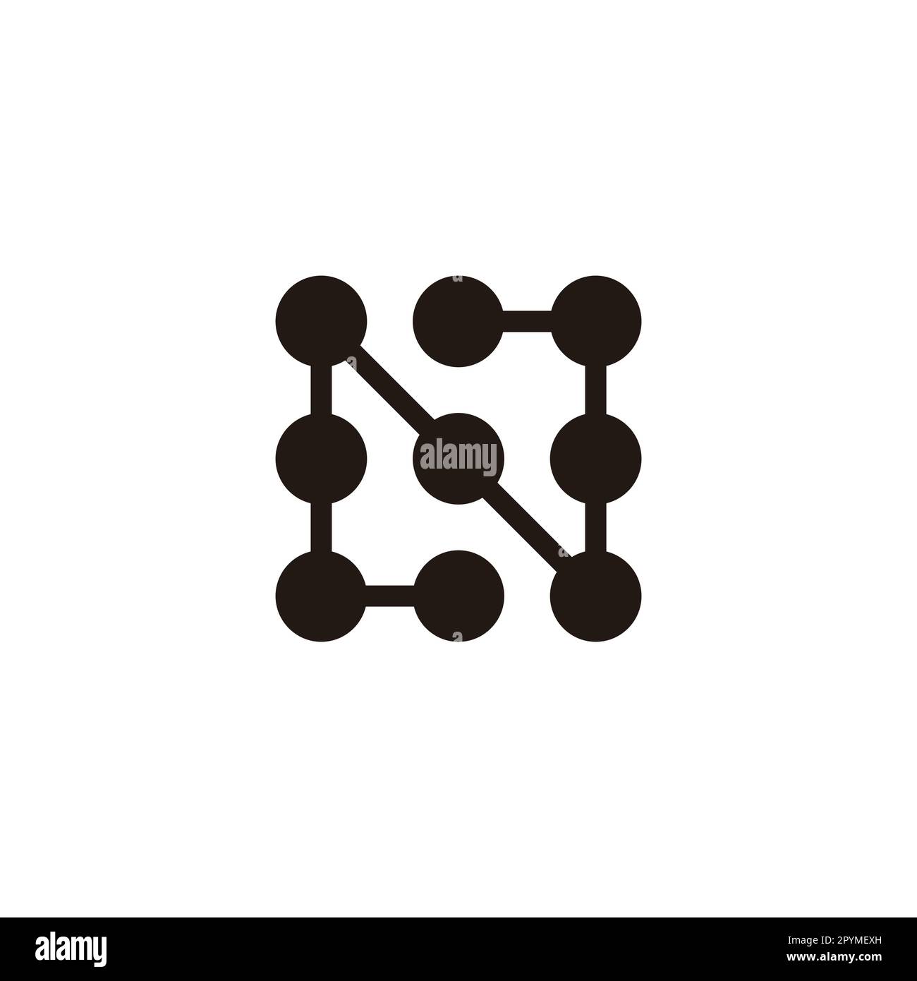 Letter N square molecules, unique geometric symbol simple logo vector ...