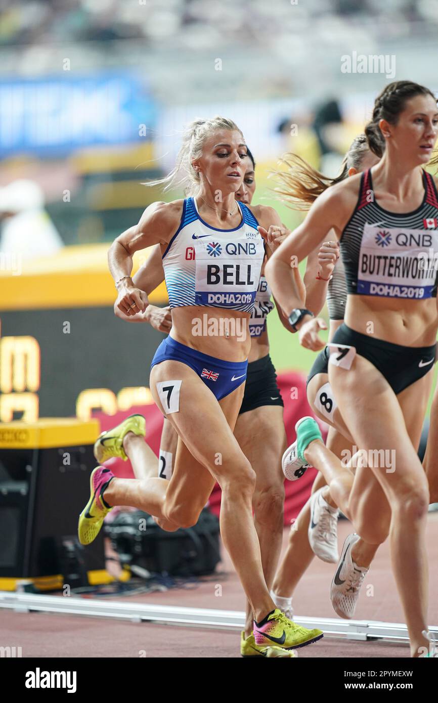 Alexandra Bell running the 800m at the 2019 World Athletics ...