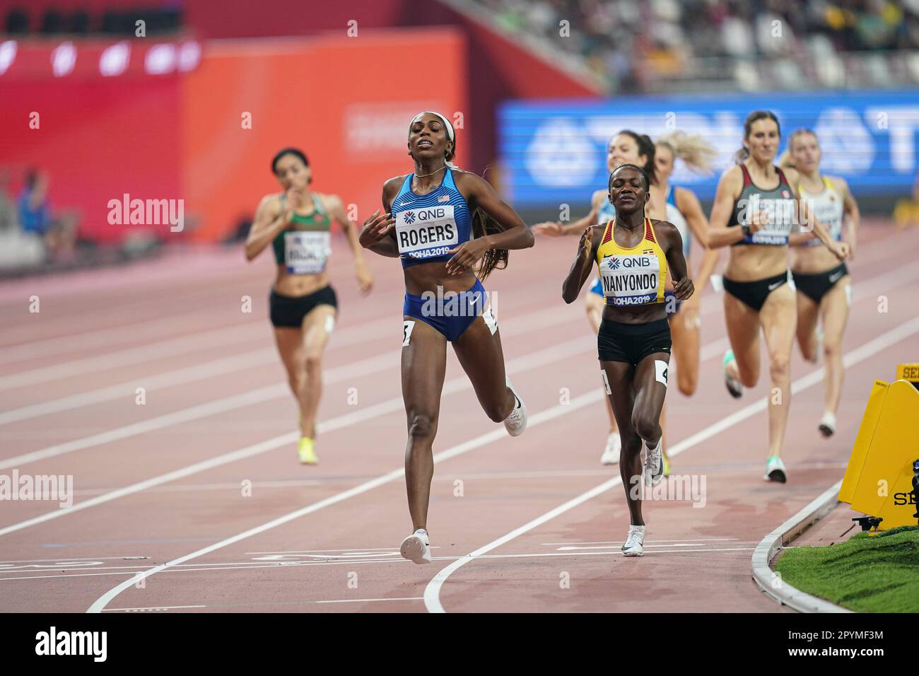 Raevyn Rogers running the 800m at the 2019 World Athletics ...
