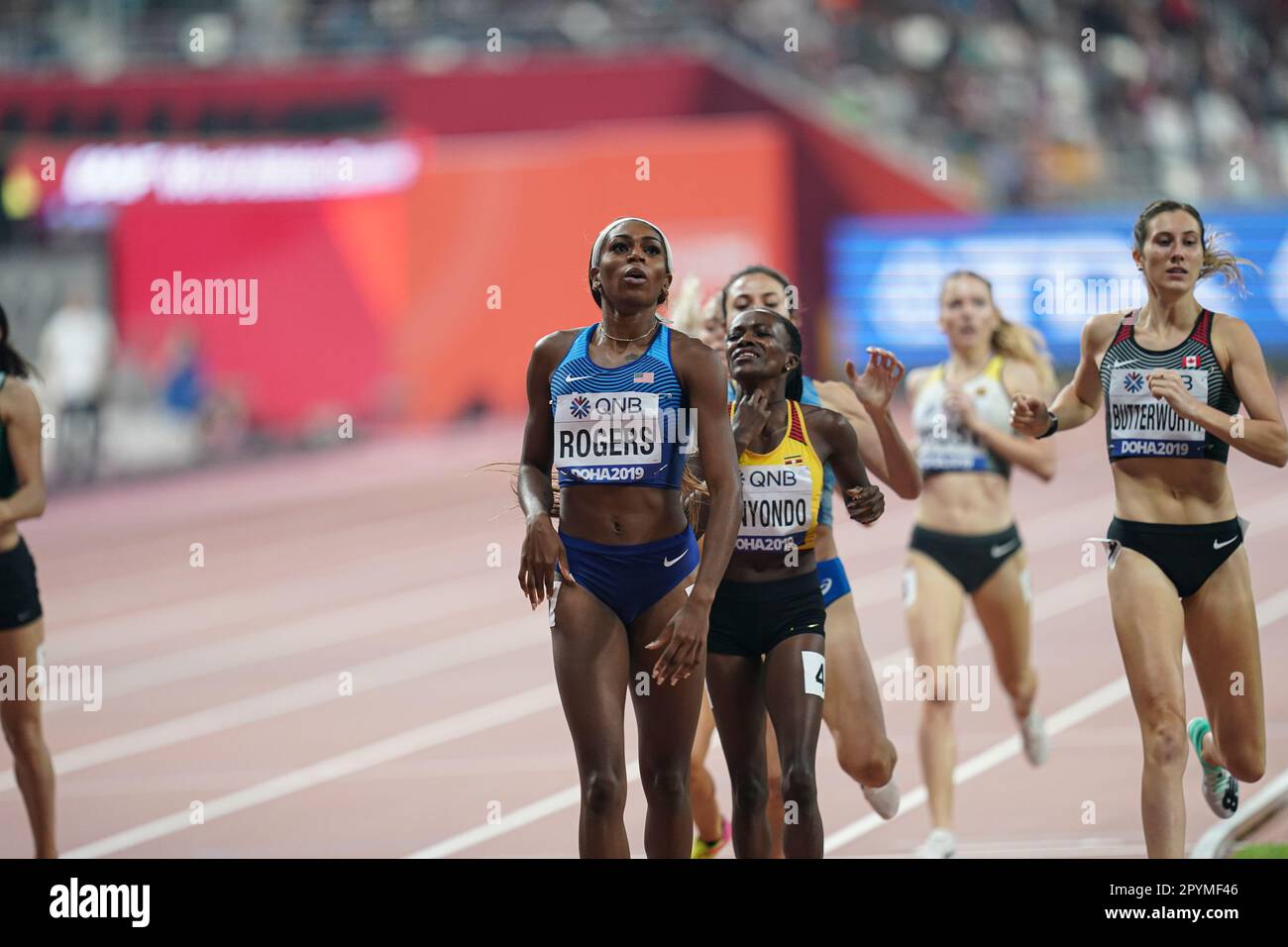 Raevyn Rogers running the 800m at the 2019 World Athletics ...